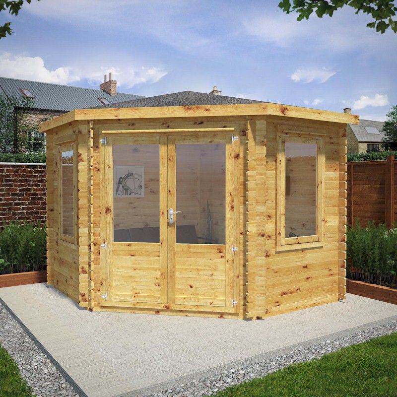 Mercia Corner Cabin 3m x 3m - 44mm - Double Glazed - One Garden
