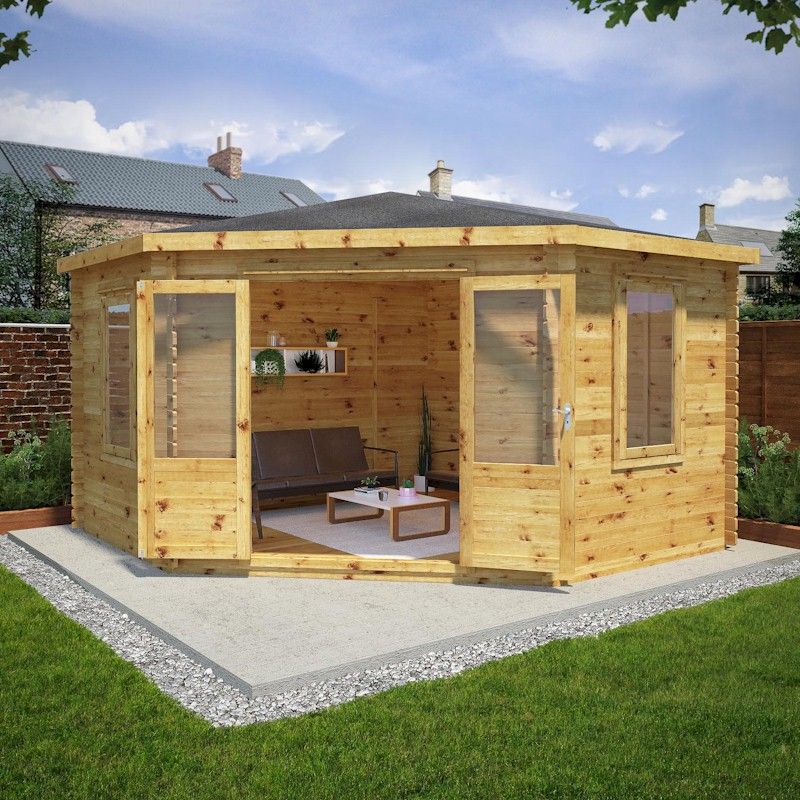 Mercia Corner Cabin 4m x 4m - 28mm - Double Glazed - One Garden