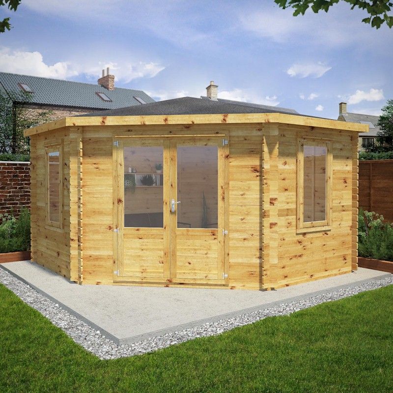 Mercia Corner Cabin 4m x 4m - 34mm - Double Glazed - One Garden