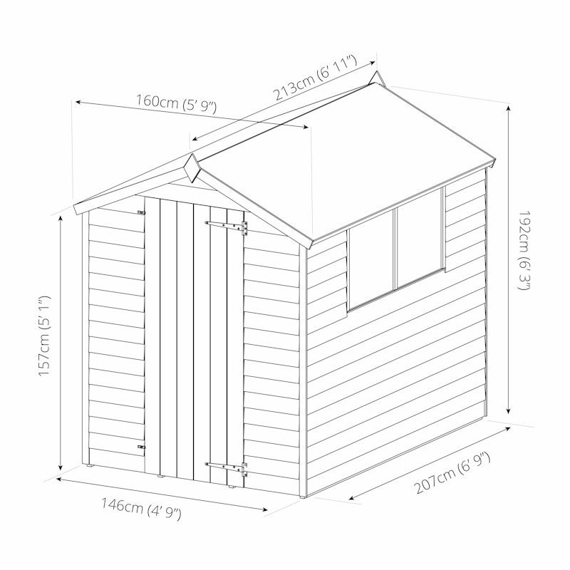 Mercia Overlap Apex Shed 7x5 - One Garden