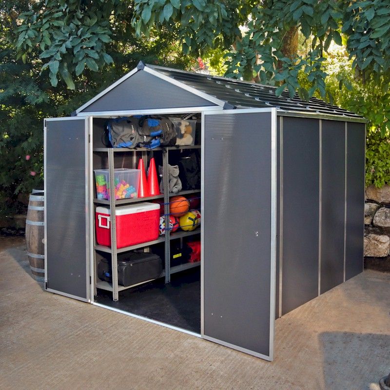 Palram - Canopia Rubicon 6x10 Dark Grey Plastic Shed - One Garden