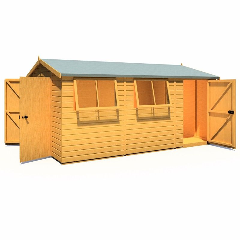 Shire Atlas Reverse Shed 10x15 with Single and Double Doors - One Garden