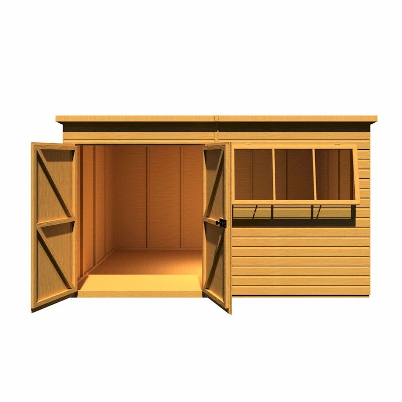 Shire Ranger Premium Pent Shed 12x10 With Double Doors - One Garden