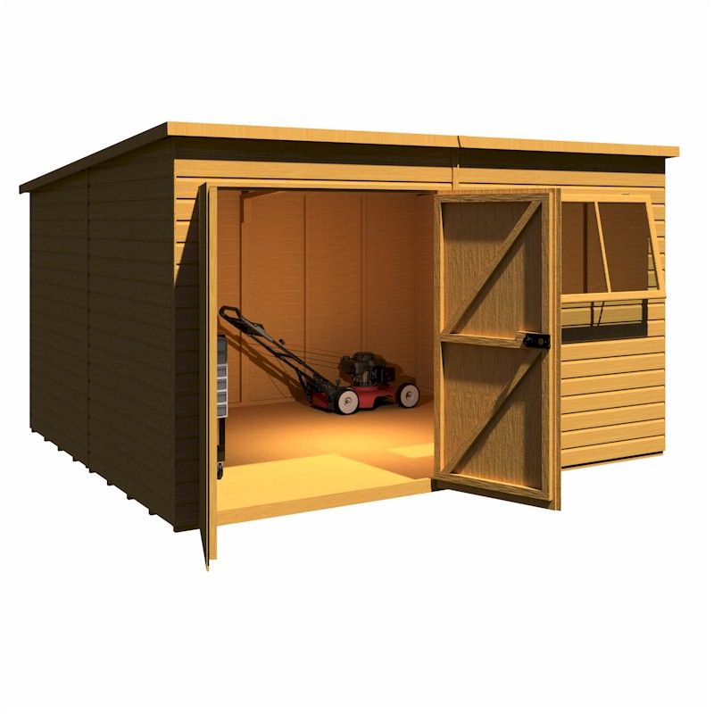 Shire Ranger Premium Pent Shed 12x10 With Double Doors - One Garden
