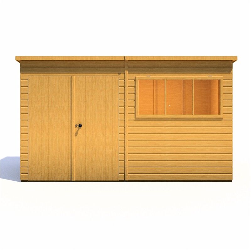 Shire Ranger Premium Pent Shed 12x6 With Double Doors - One Garden