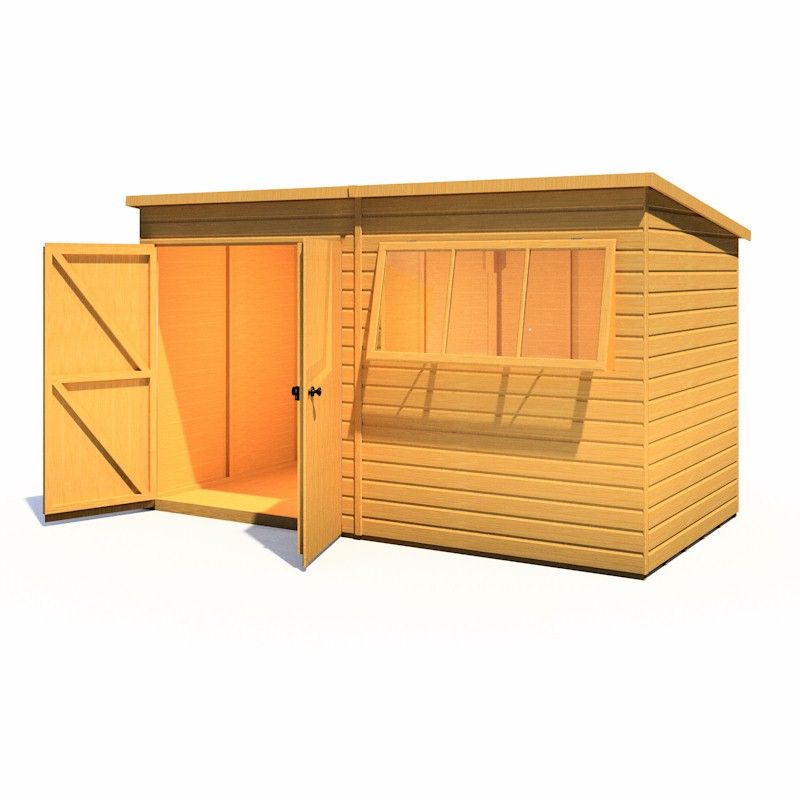 Shire Ranger Premium Pent Shed 12x6 With Double Doors - One Garden