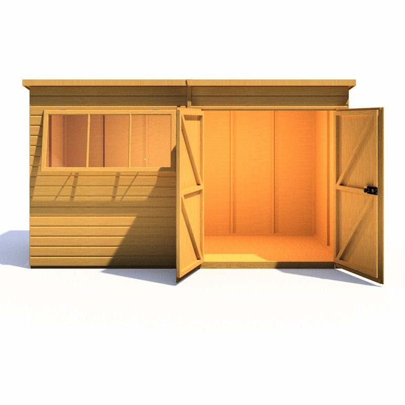 Shire Ranger Premium Pent Shed 12x6 With Double Doors - One Garden