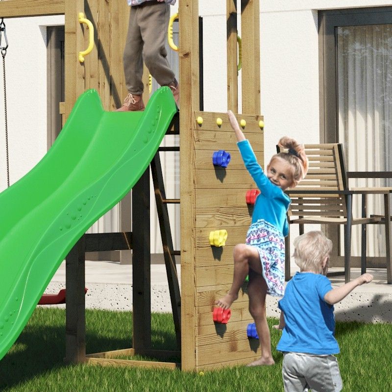 Shire Rumble Ridge Rock Wall Climber With Double Swing - One Garden