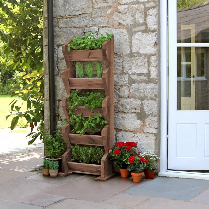 Zest Tall Vertical Herb Stand - Brown - One Garden