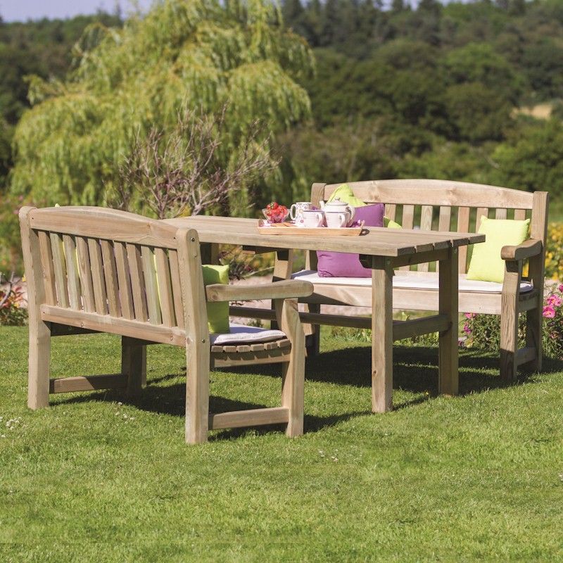 Zest Emily Table and 2 Bench Set - One Garden