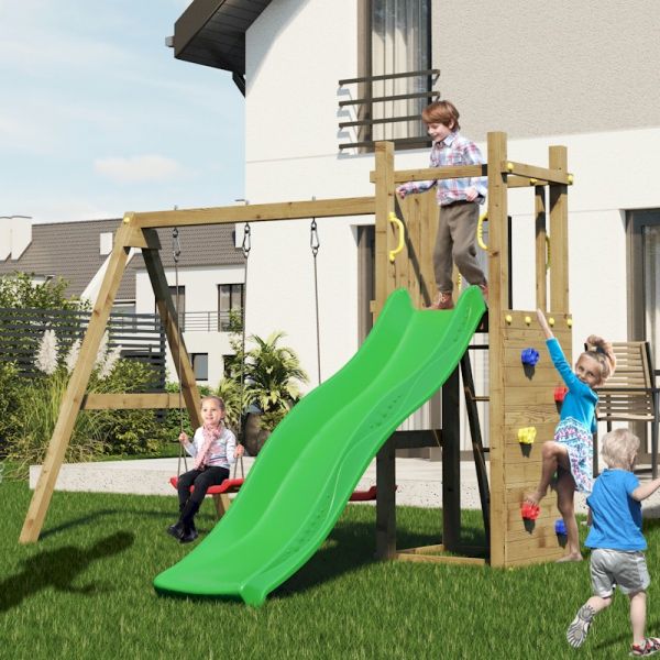 Shire Rumble Ridge Rock Wall Climber With Double Swing - One Garden